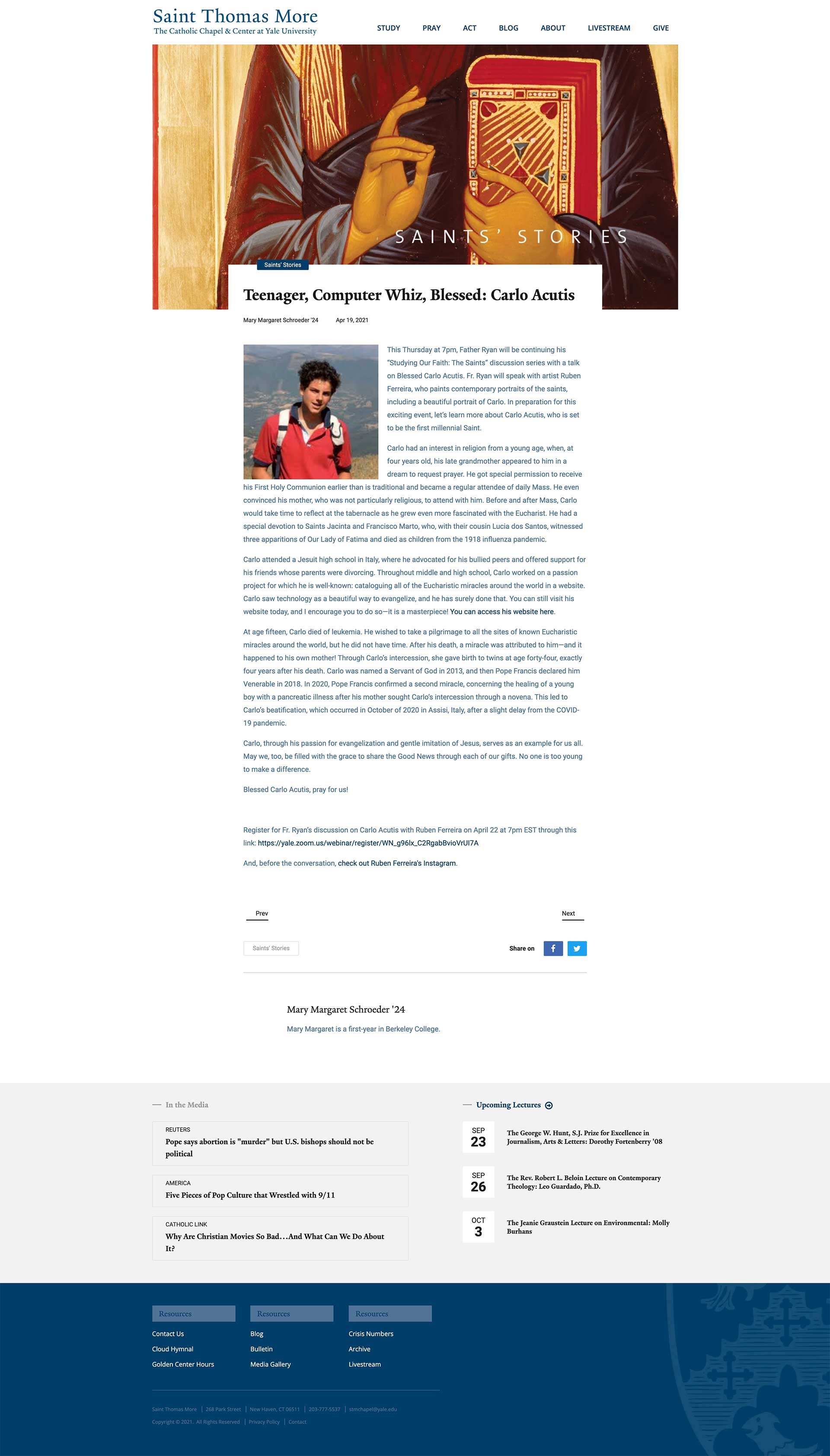 Saint Thomas More at Yale: Blog Template Refresh